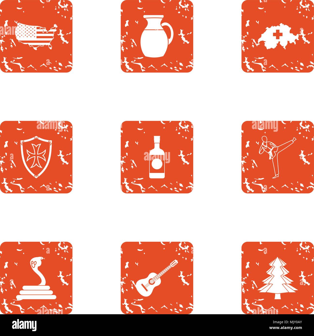 USA heartland icons set, grunge style Stock Vector Image & Art - Alamy