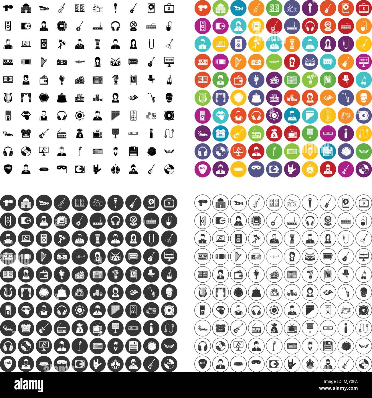 100 music icons set vector variant Stock Vector Image & Art - Alamy