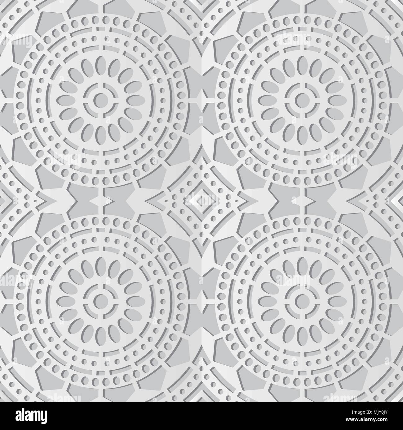 3D white paper art Round Cross Dot Line Frame Flower, Vector stylish ...