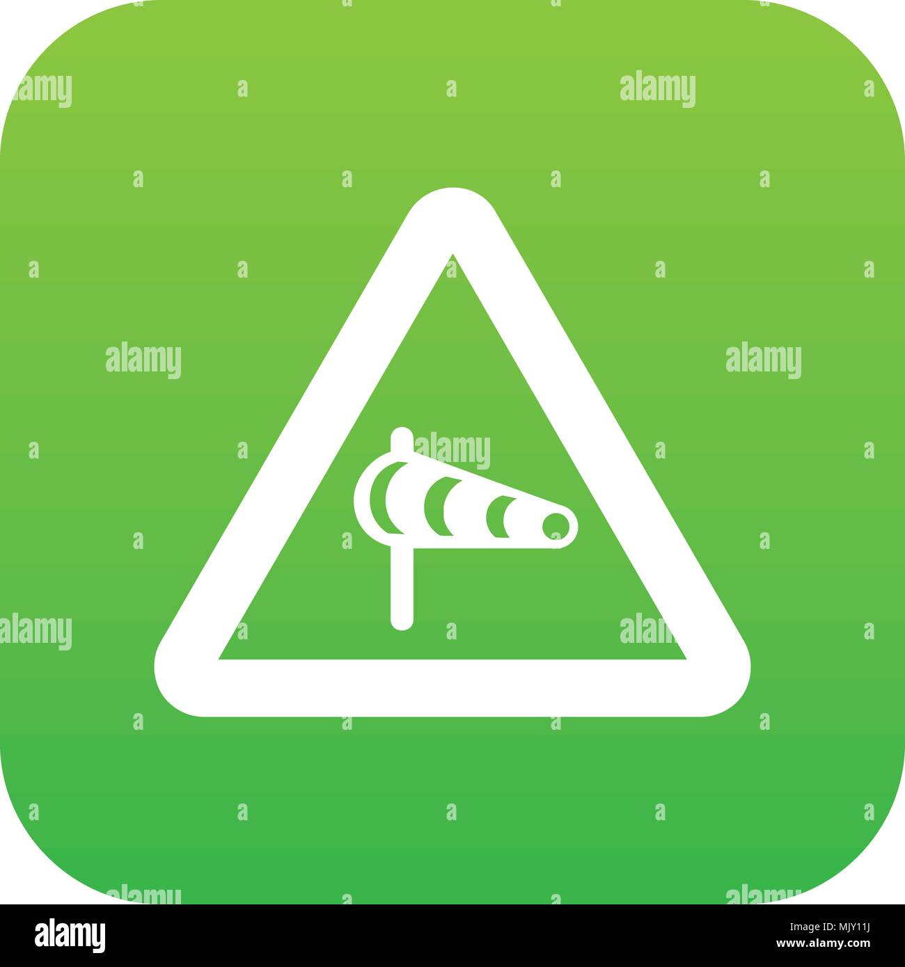 Sign warning about cross wind from the left icon digital green Stock ...