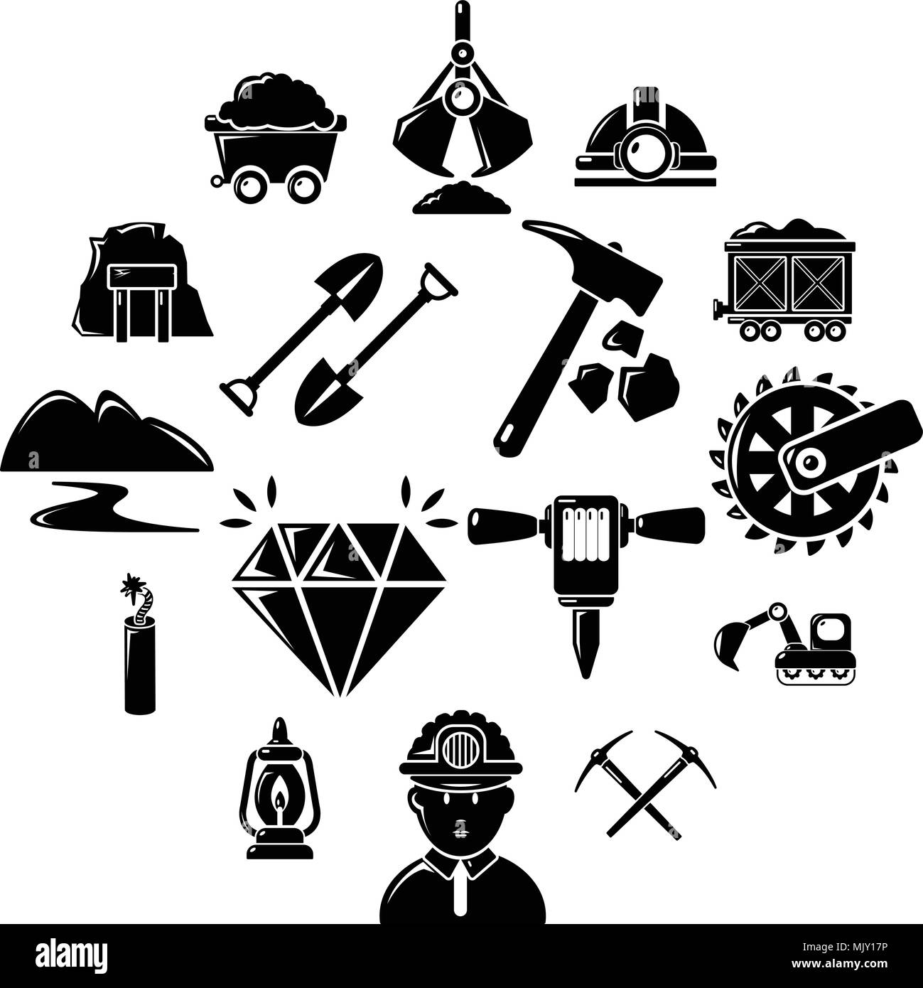 Mining minerals business icons set, simple style Stock Vector Image ...