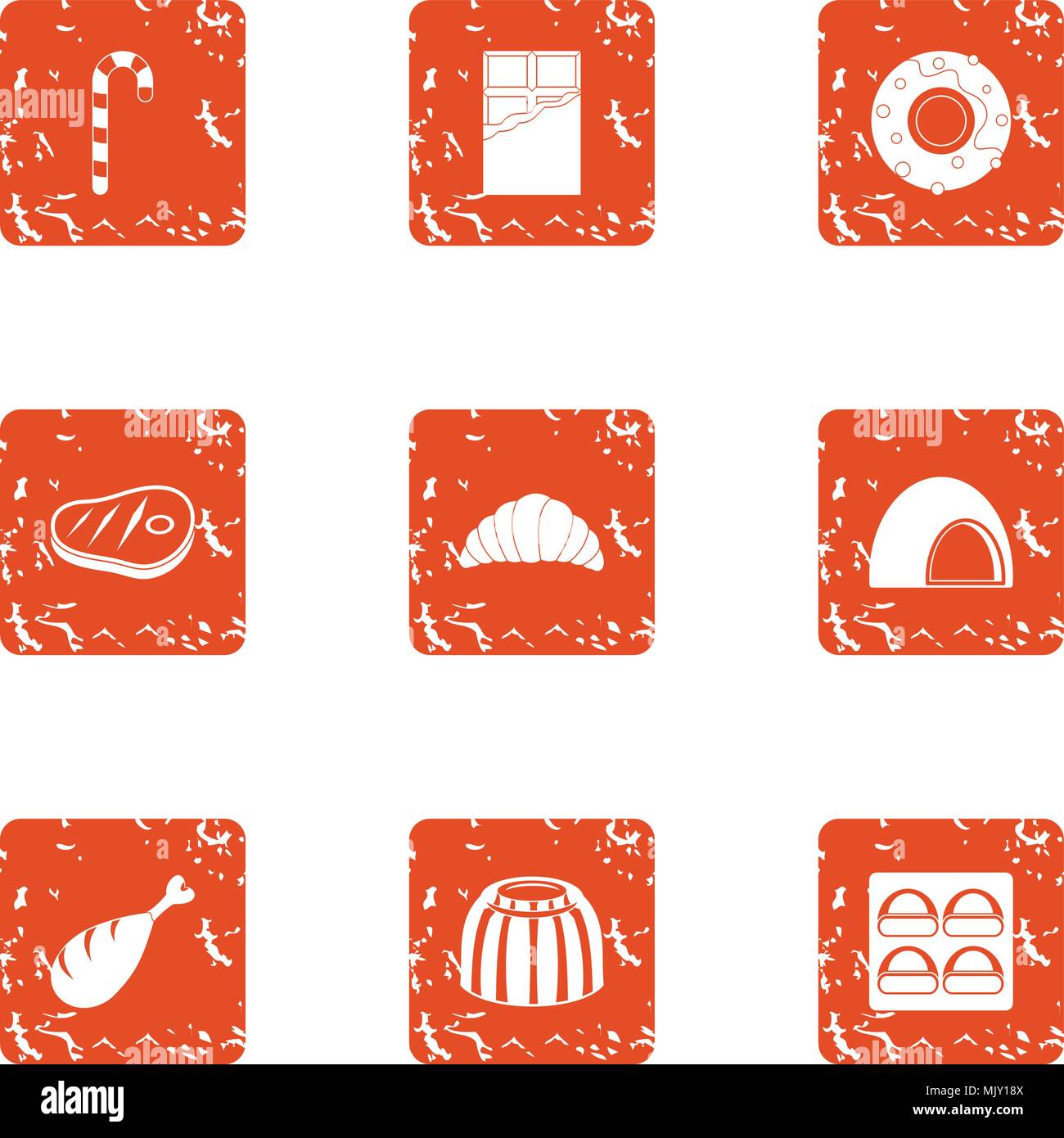 Baked product icons set, grunge style Stock Vector Image & Art - Alamy