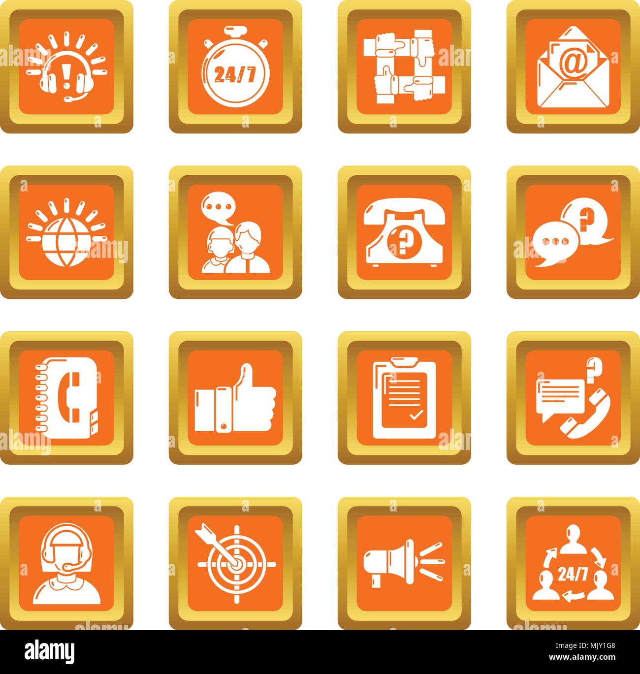 Call center icons set orange square vector Stock Vector Image & Art - Alamy