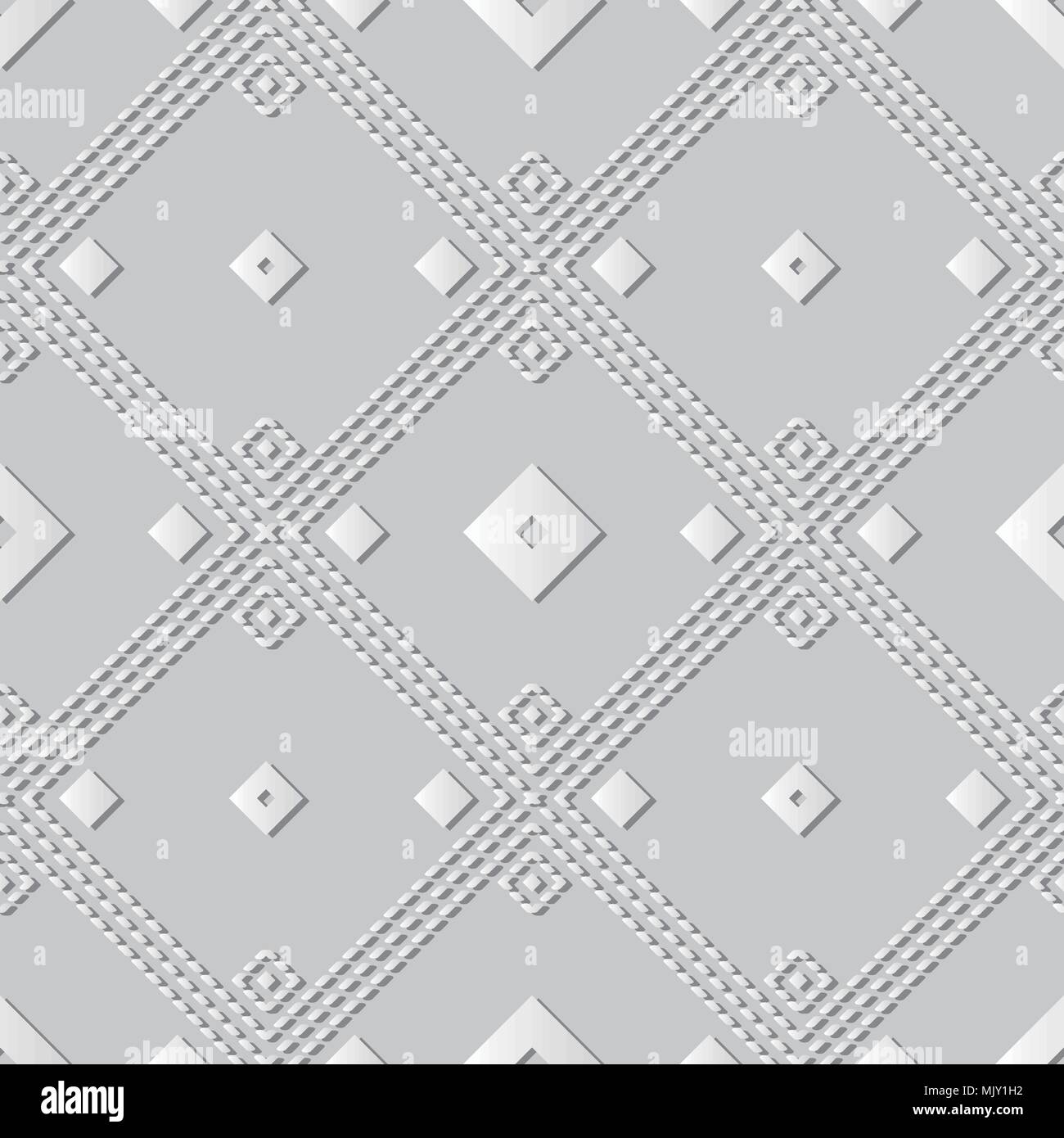 3D white paper art Square Check Diamond Cross Dot Line Frame, Vector ...