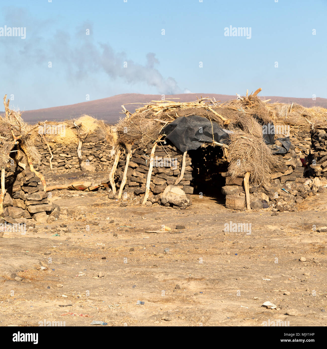 in ethiopia africa the poor house of people in the desert of stone ...