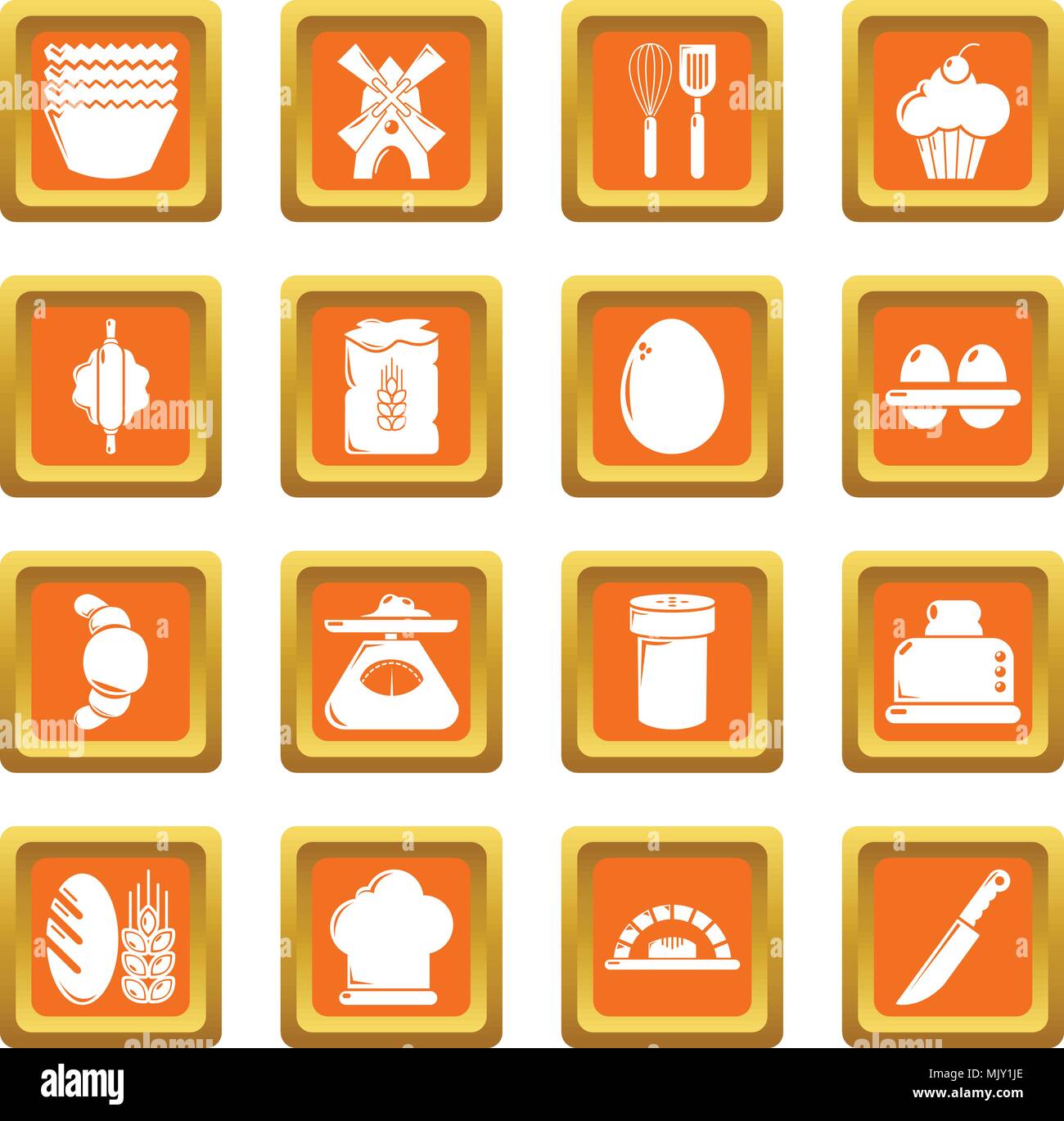 Bakery icons set orange square vector Stock Vector Image & Art - Alamy