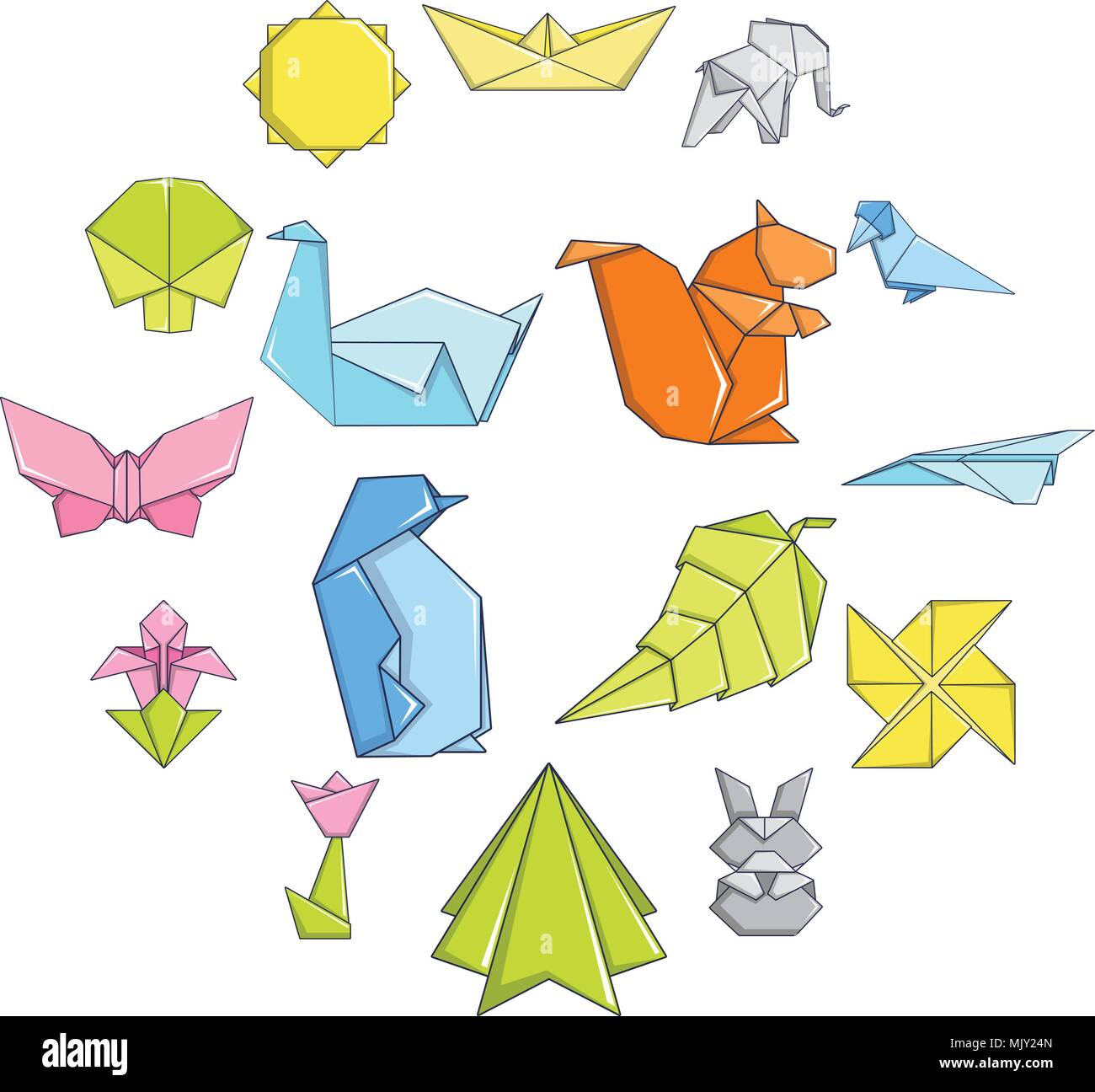 Origami icons set, cartoon style Stock Vector Image & Art - Alamy