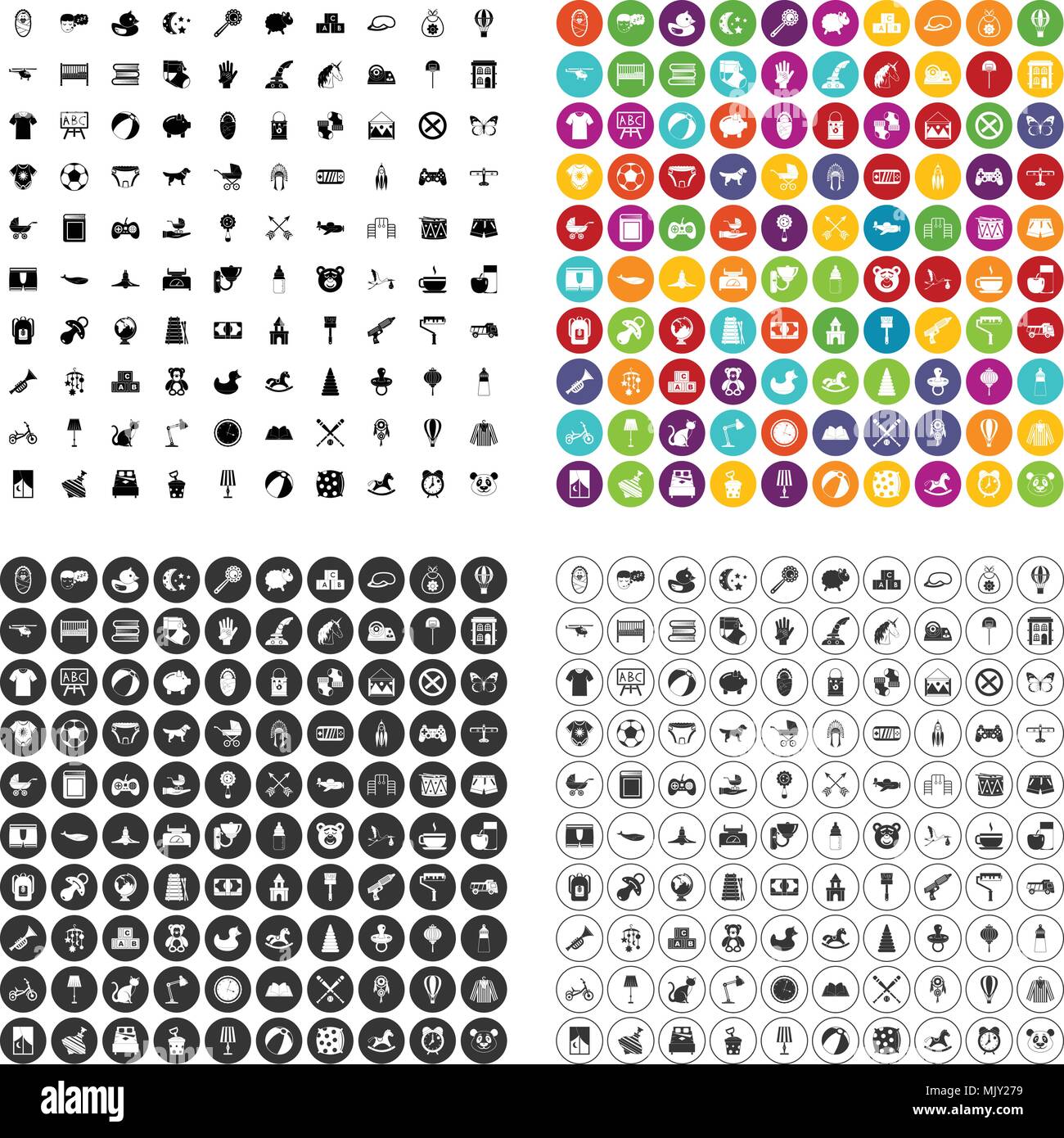 100 nursery icons set vector variant Stock Vector Image & Art - Alamy