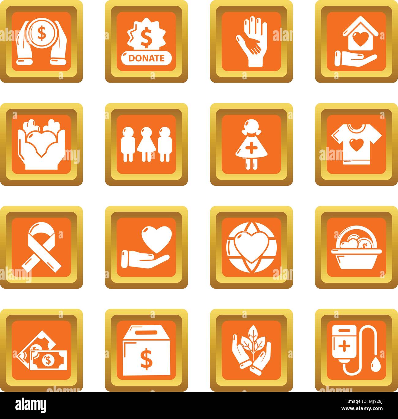 Charity icons set orange square vector Stock Vector Image & Art - Alamy