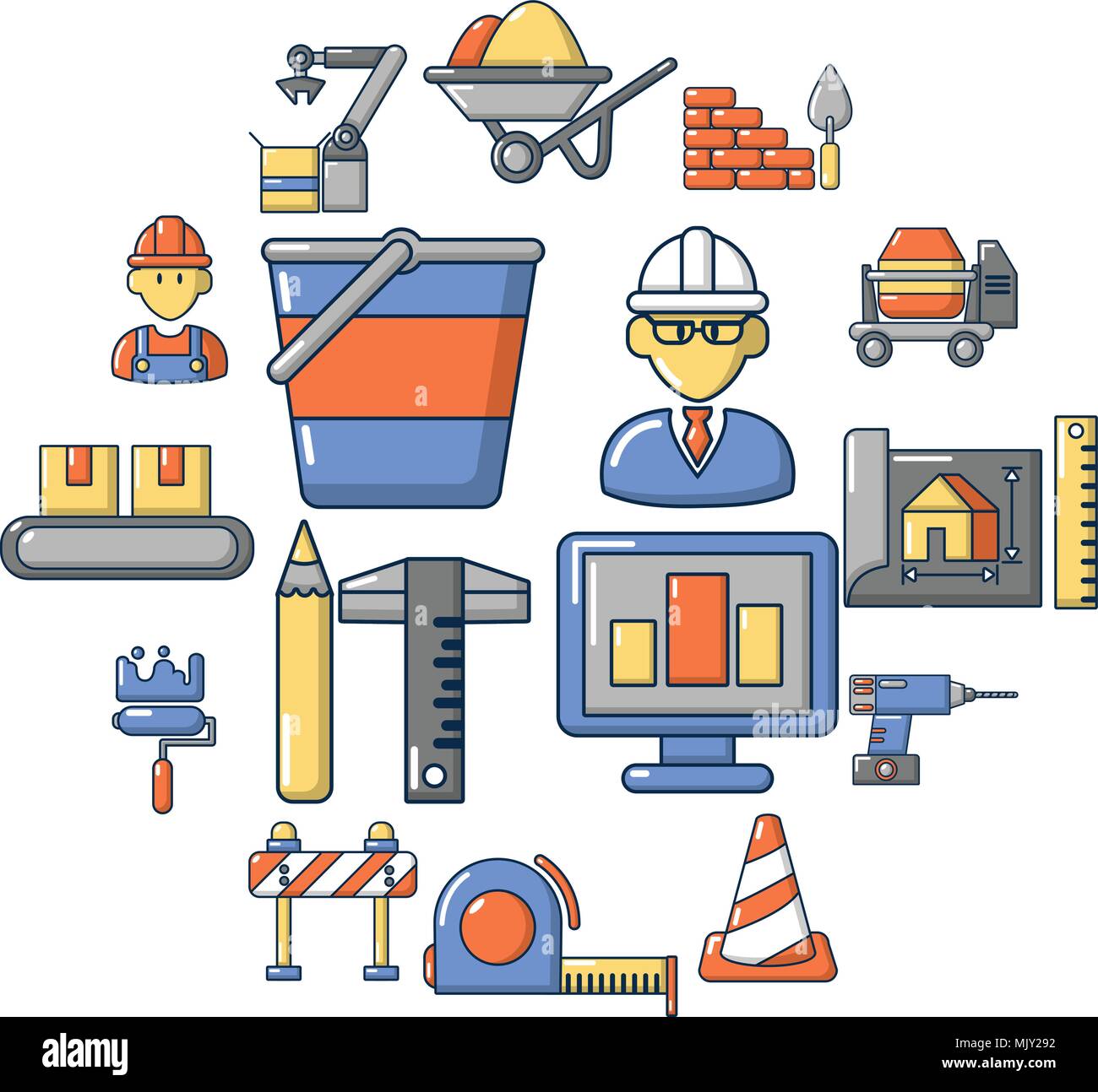 Building process icons set, cartoon style Stock Vector Image & Art - Alamy
