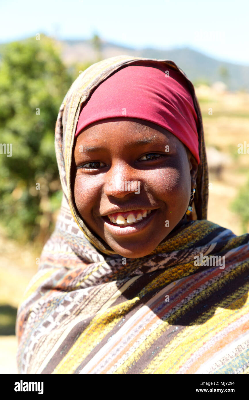 ETHIOPIA,LALIBELA-CIRCA JANUARY 2018--unidentified young girl in the ...