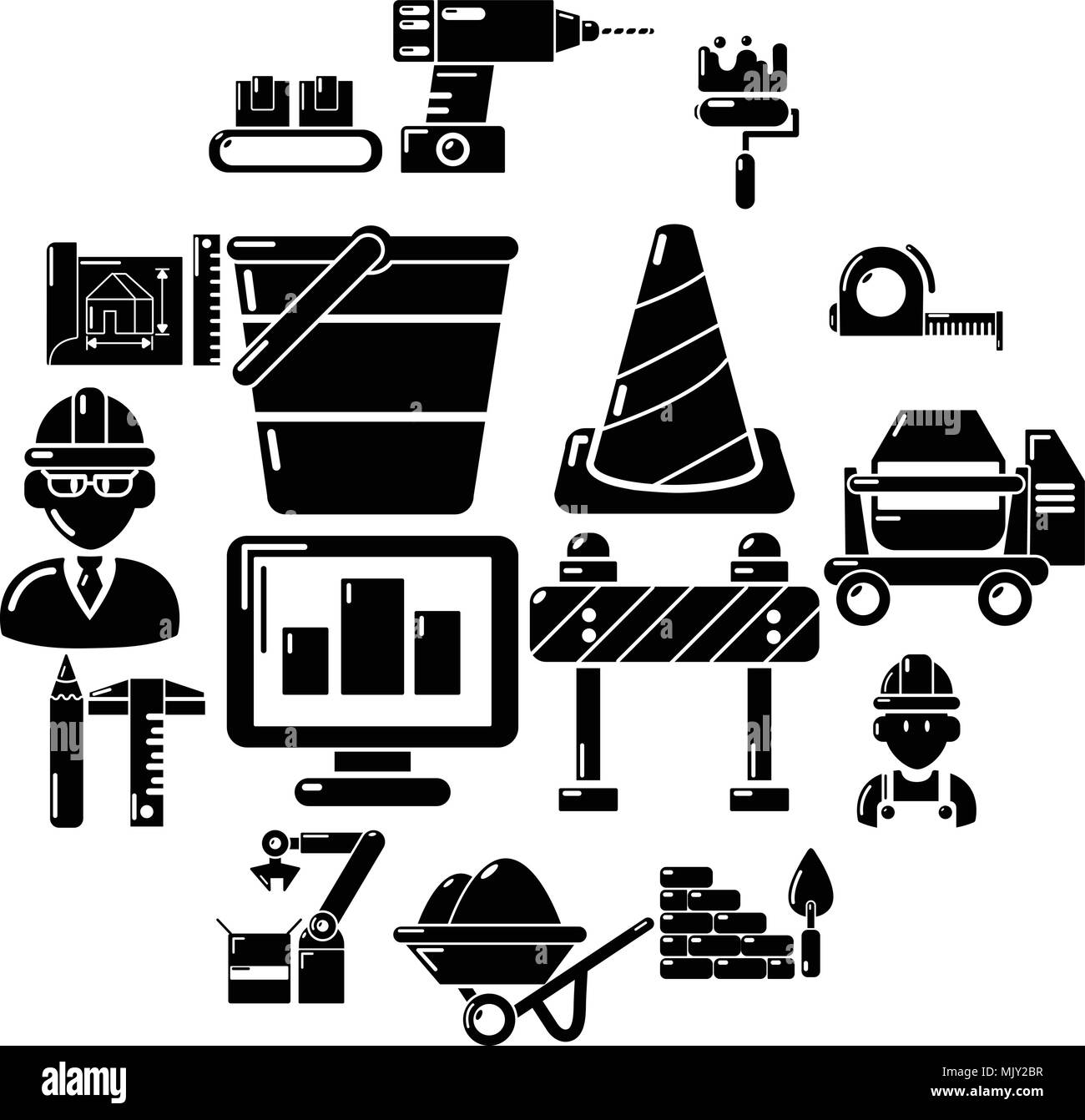 Building process icons set, simple style Stock Vector Image & Art - Alamy