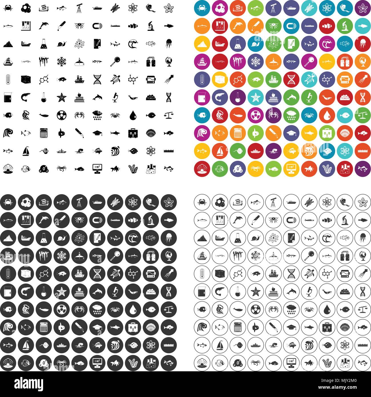 100 oceanology icons set vector variant Stock Vector Image & Art - Alamy