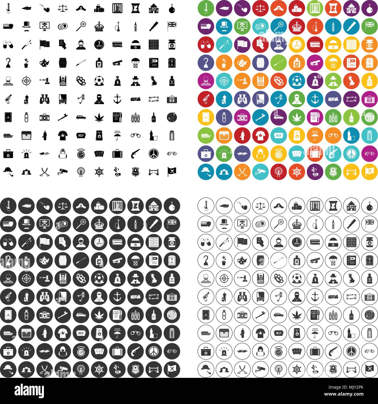 100 offence icons set vector variant Stock Vector Image & Art - Alamy