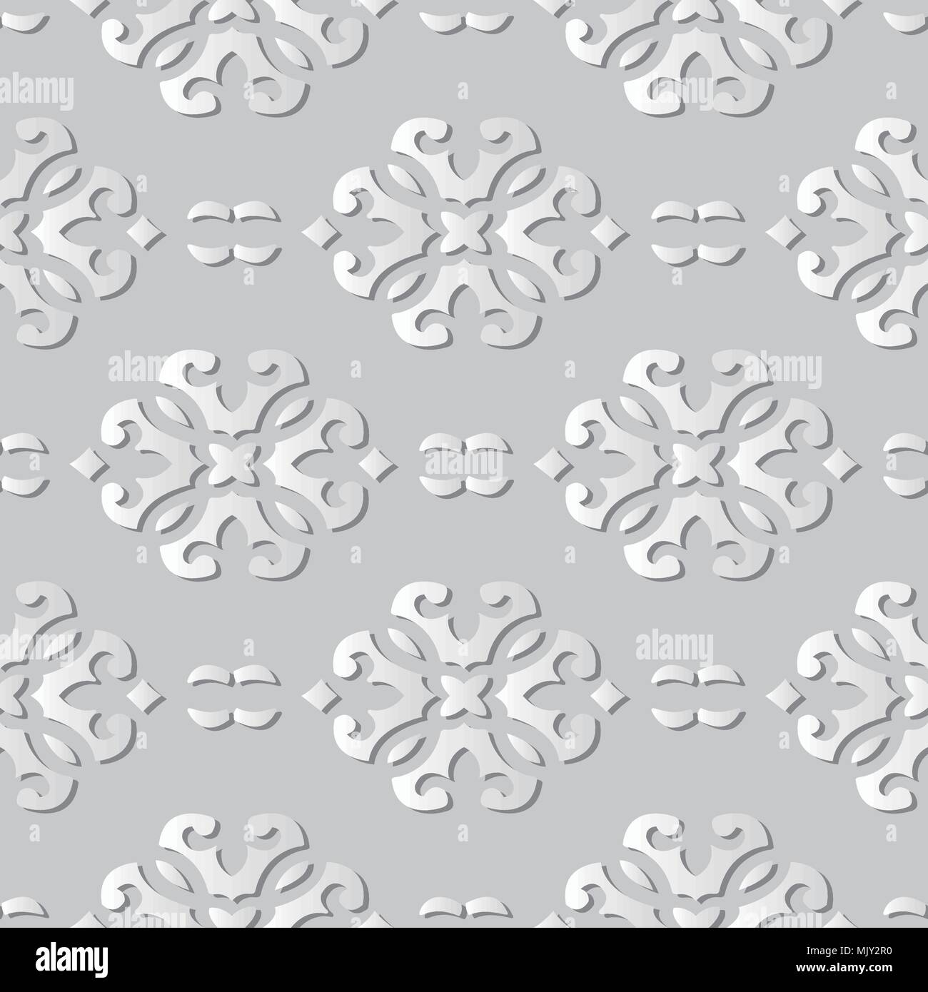 3D white paper art Curve Cross Flower Crest, Vector stylish decoration ...