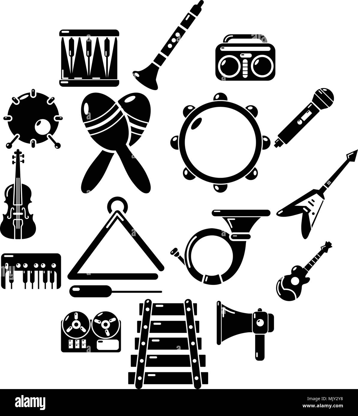 Musical instruments icons set, simple style Stock Vector Image & Art ...