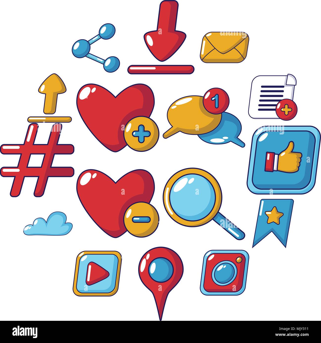 Social network icons set, cartoon style Stock Vector Image & Art - Alamy