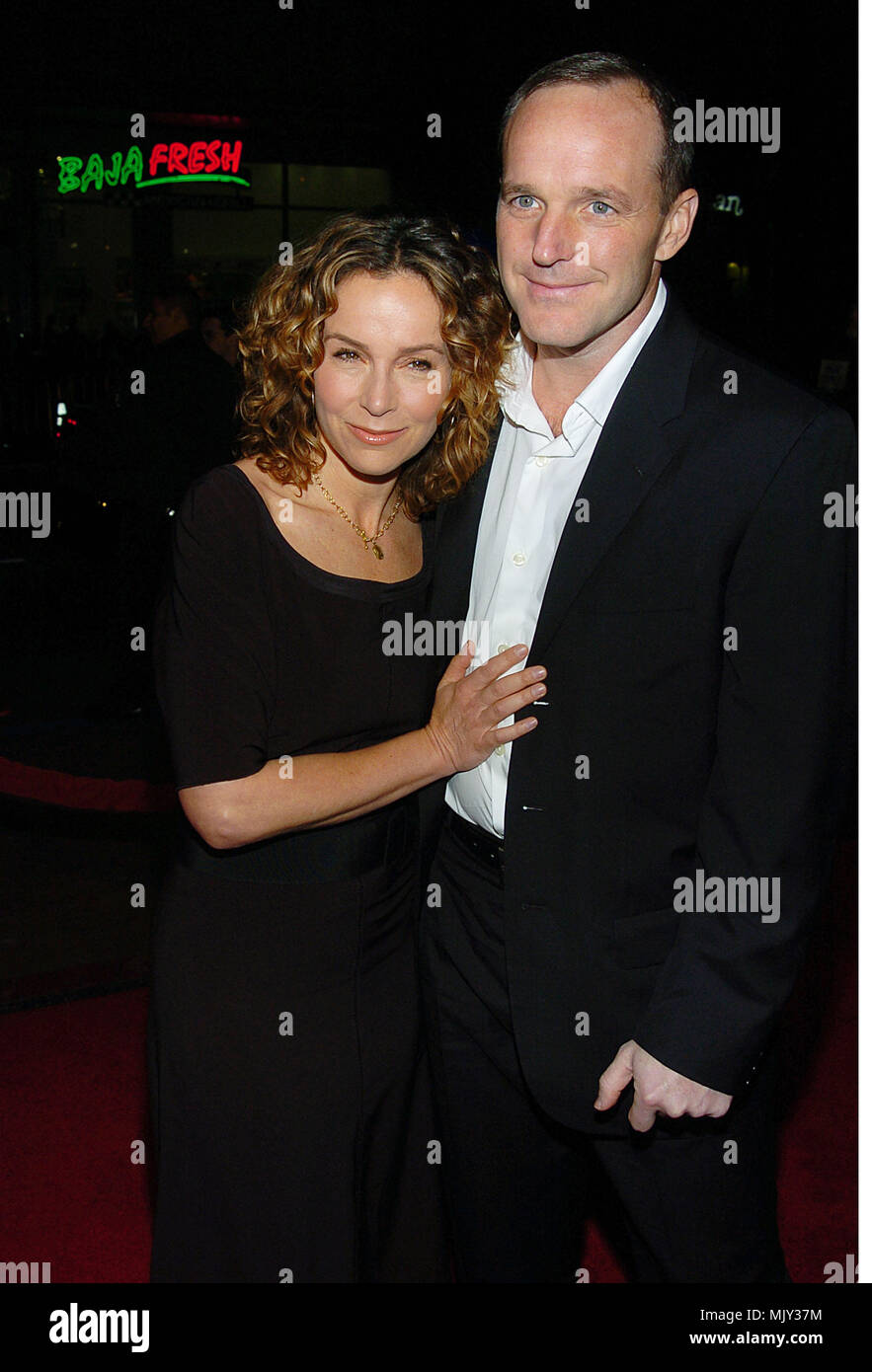 Clark Gregg and wife Jennifer Grey arriving at the Good Company ...