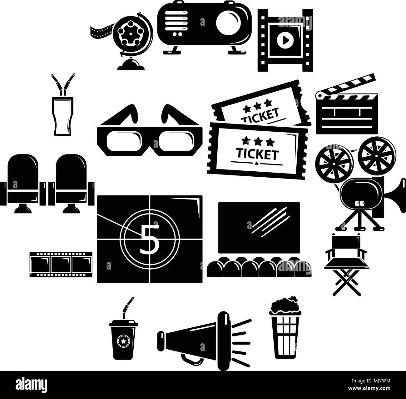 Cinema icons set symbols, simple style Stock Vector Image & Art - Alamy