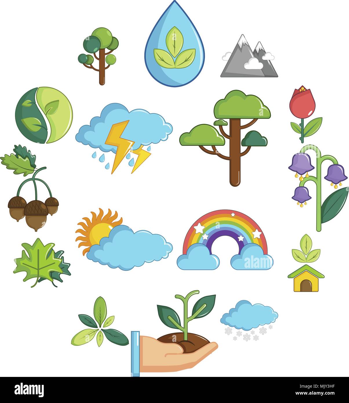 Nature icons set symbols, cartoon style Stock Vector Image & Art - Alamy
