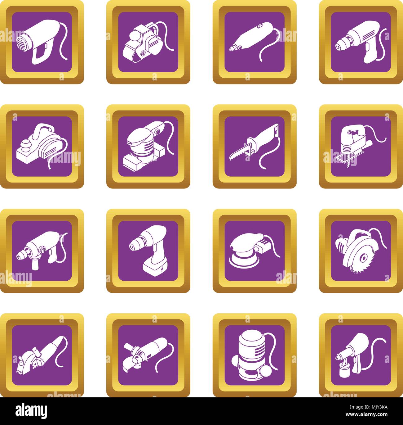 Electric tools icons set purple square vector Stock Vector Image & Art ...