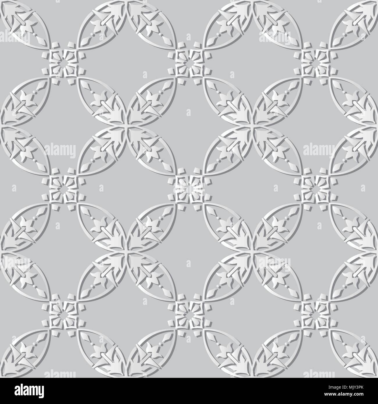 3D white paper art Curve Round Cross Frame Vine Flower, Vector stylish ...