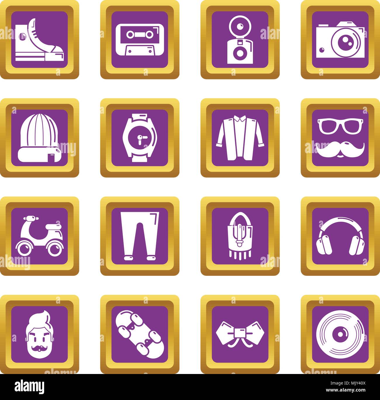Hipster symbols icons set purple square vector Stock Vector Image & Art ...