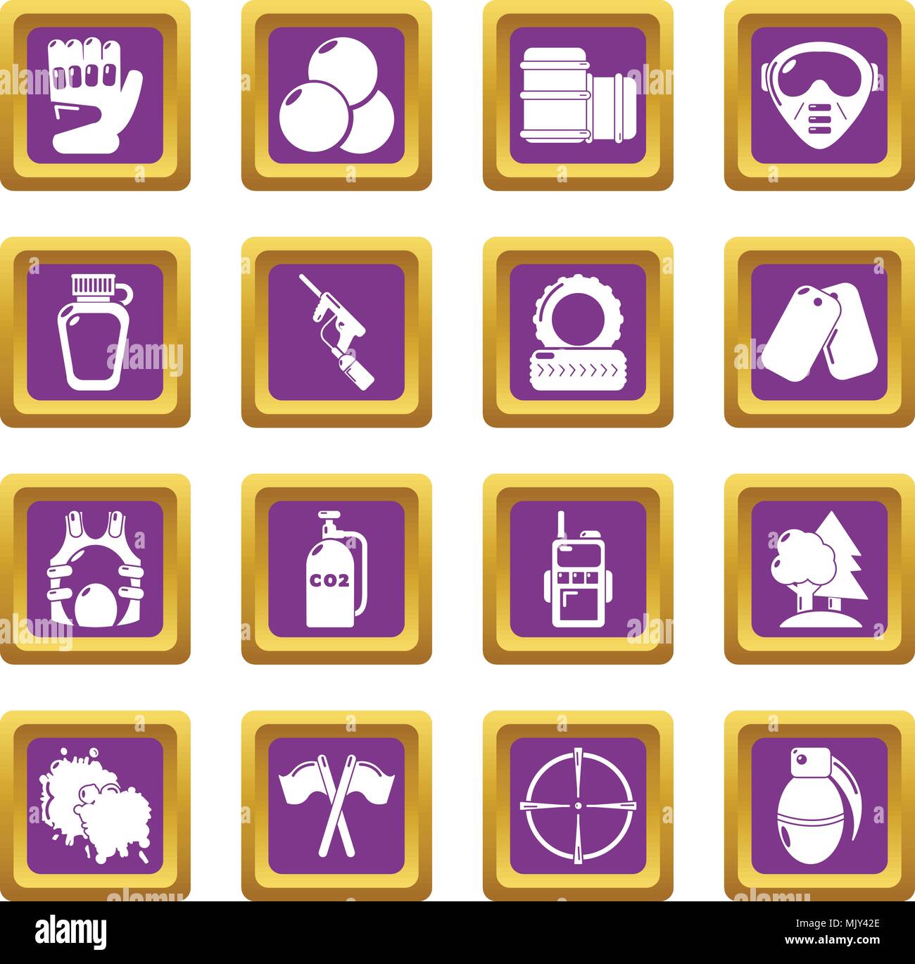 Paintball icons set purple square vector Stock Vector Image & Art - Alamy