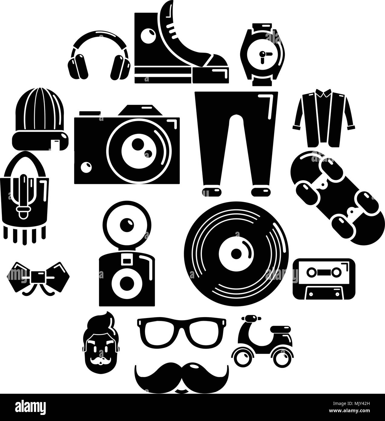 Hipster symbols icons set, simple style Stock Vector Image & Art - Alamy