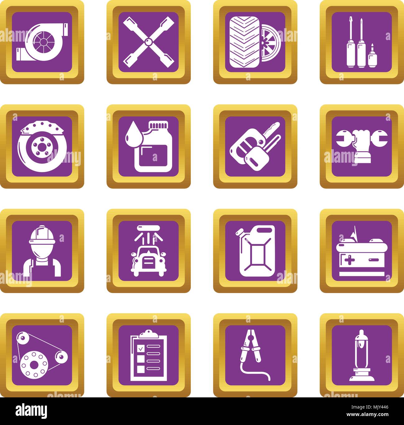 Auto repair icons set purple square vector Stock Vector Image & Art - Alamy
