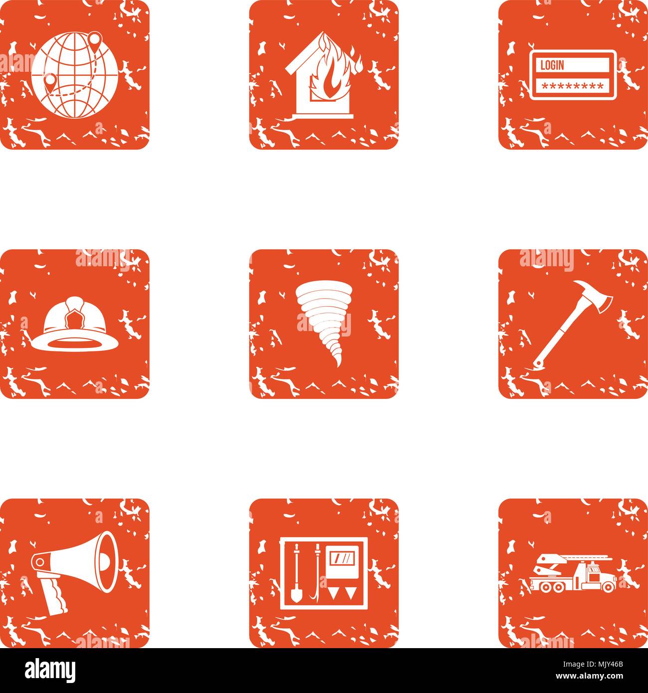Fire danger icons set, grunge style Stock Vector Image & Art - Alamy