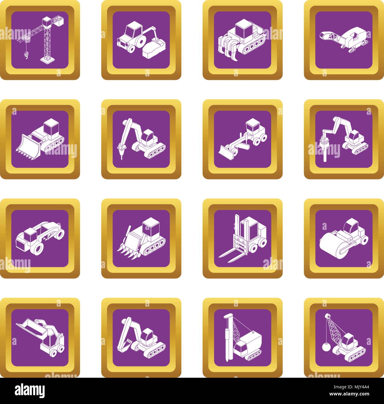 Building materials icons set purple square vector Stock Vector Image ...