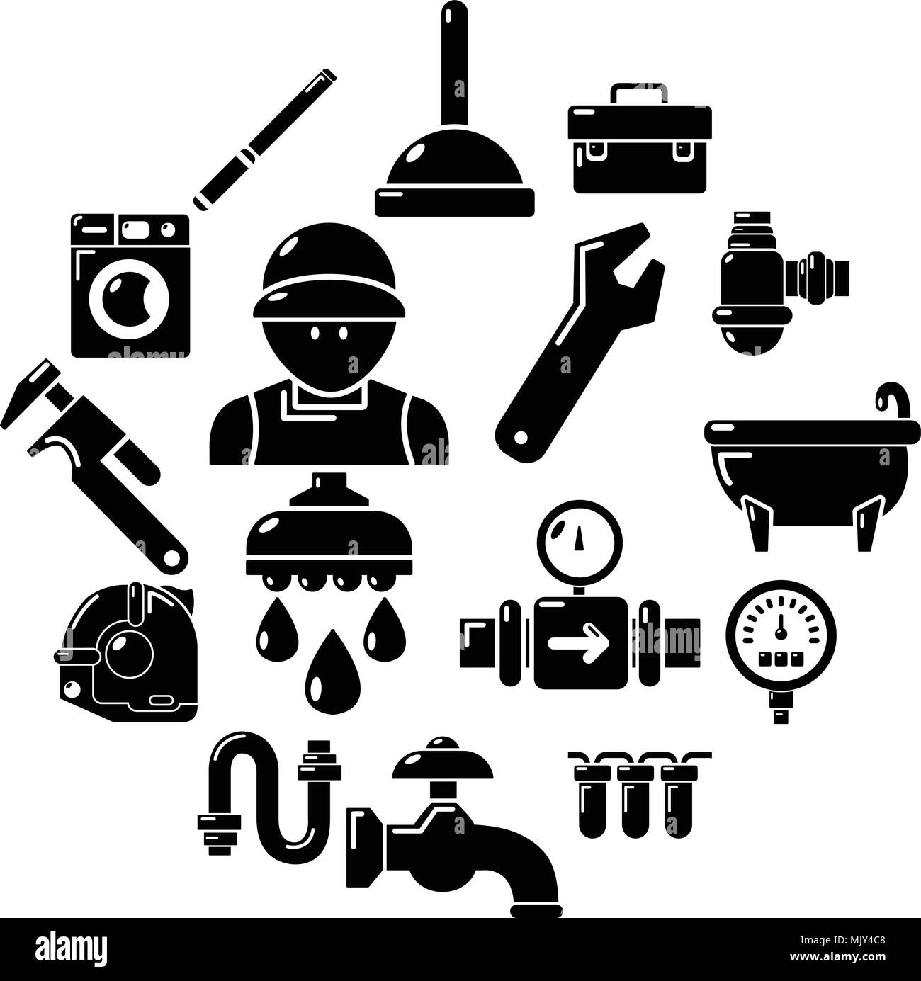 Wrench repair symbols Black and White Stock Photos & Images - Alamy