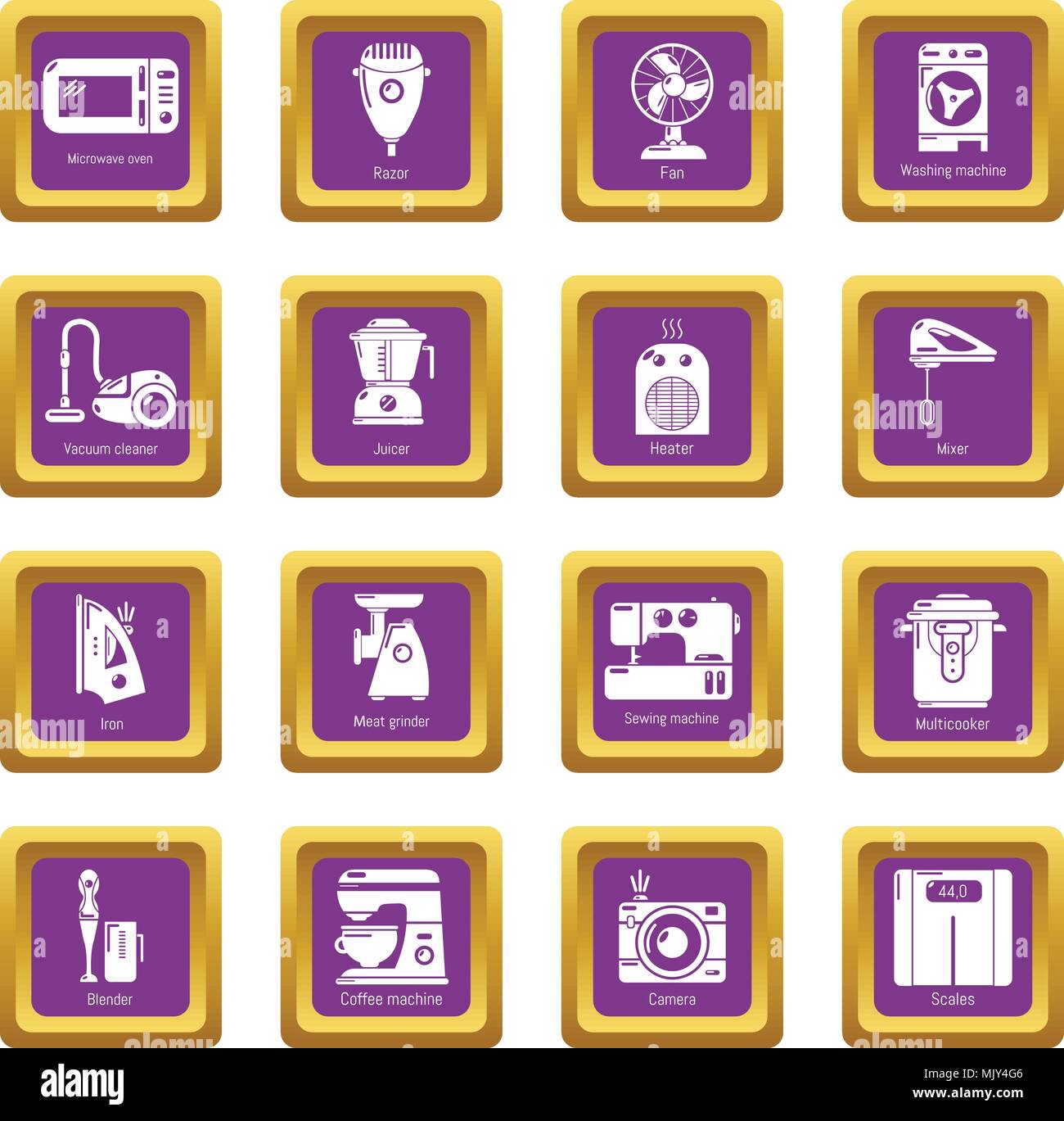 Domestic appliances icons set purple square vector Stock Vector Image ...