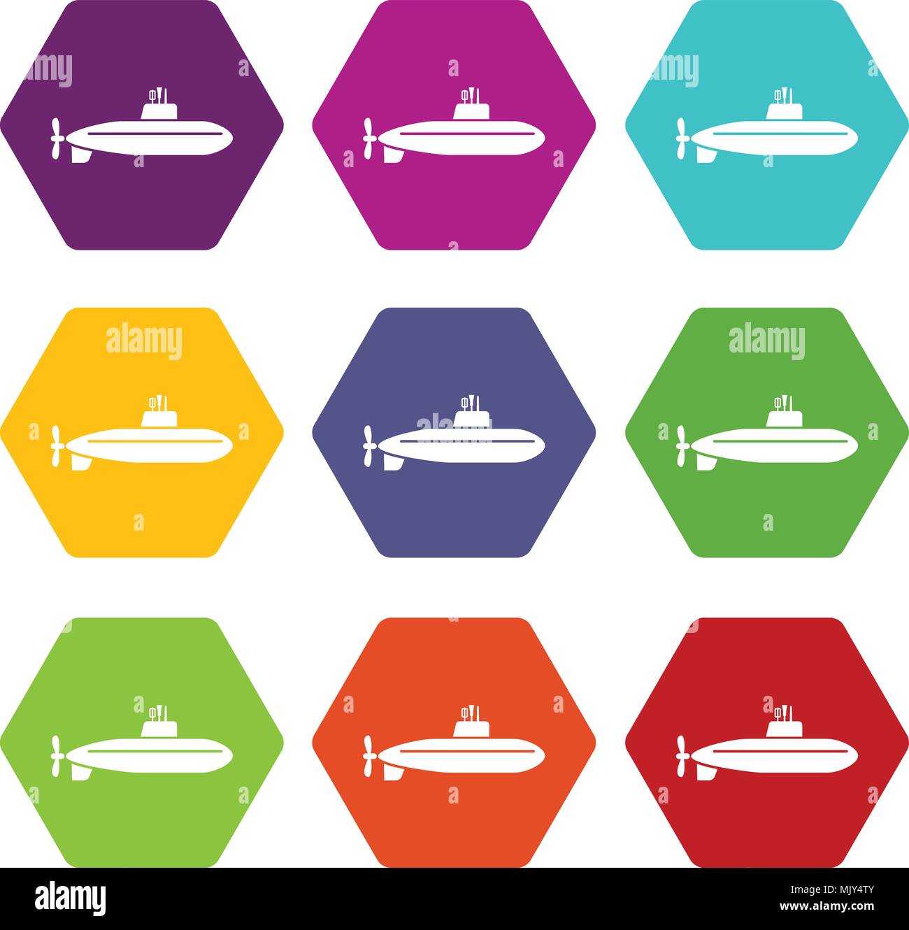 Large submarine icons set 9 vector Stock Vector Image & Art - Alamy