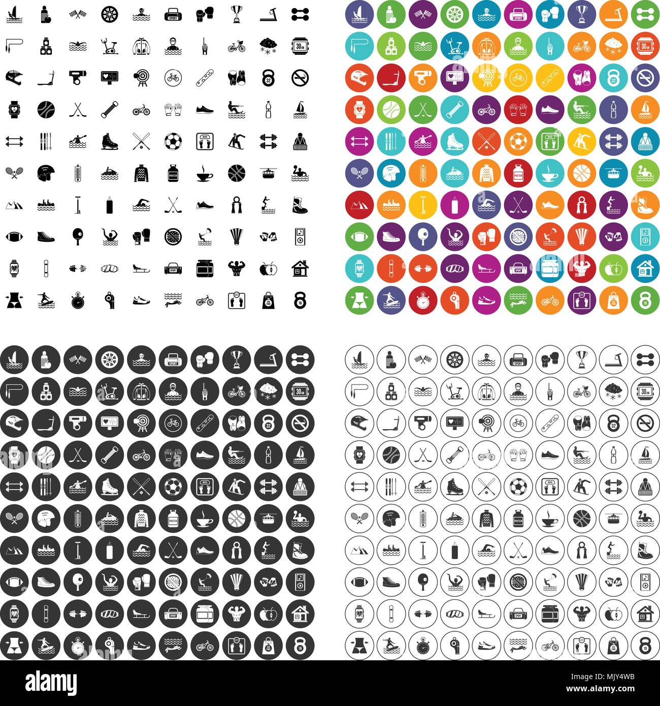 100 physical education icons set vector variant Stock Vector Image ...