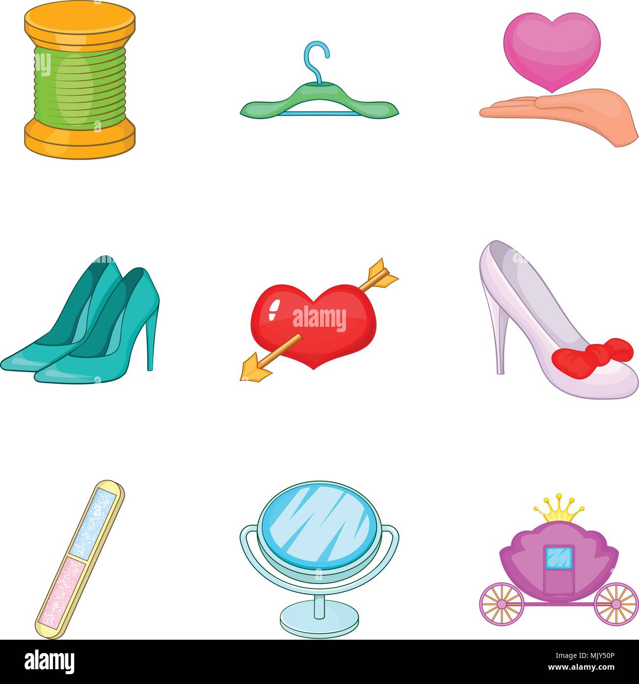 Beautiful maiden icons set, cartoon style Stock Vector Image & Art - Alamy