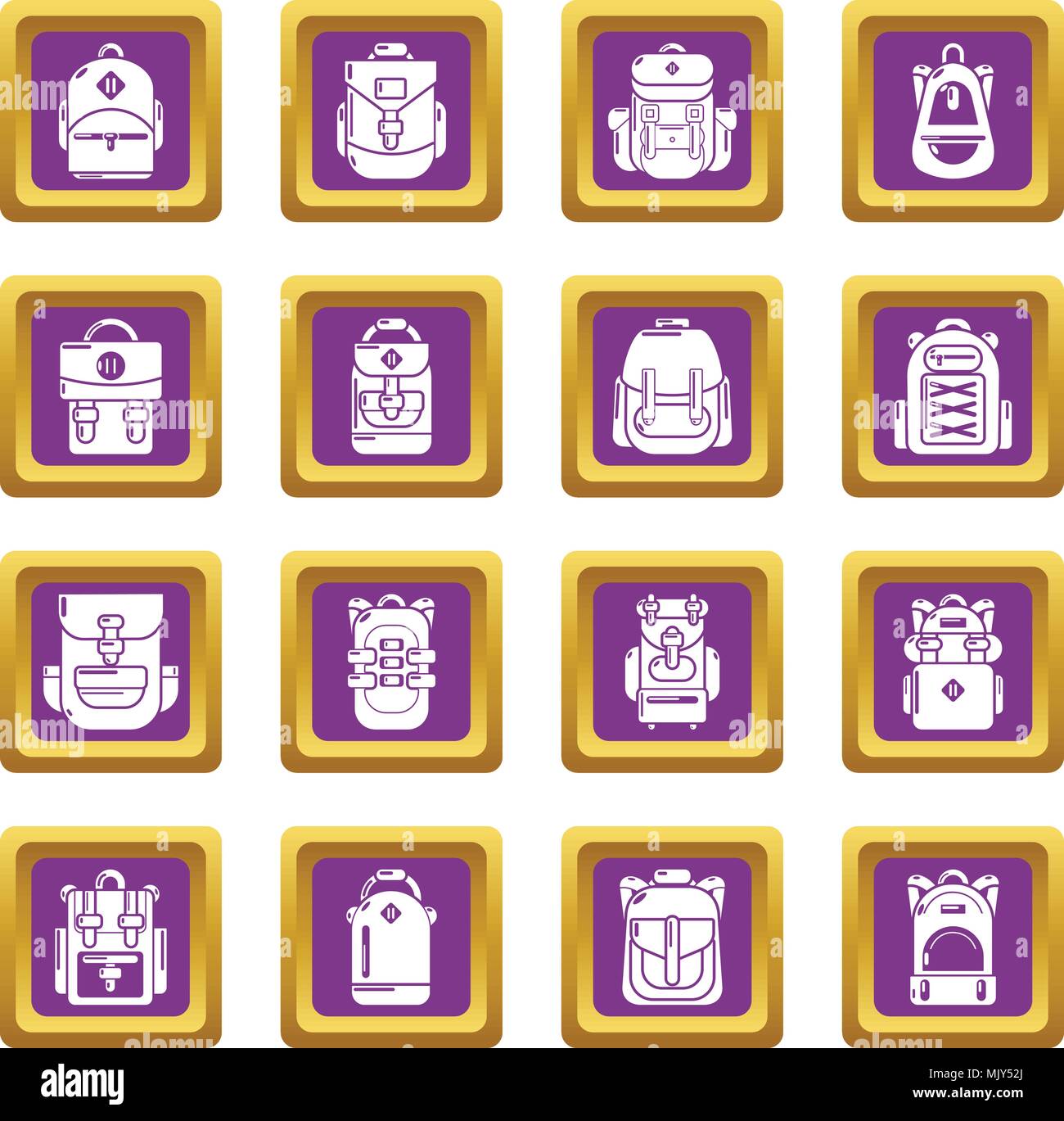 Backpack icons set purple square vector Stock Vector Image & Art - Alamy