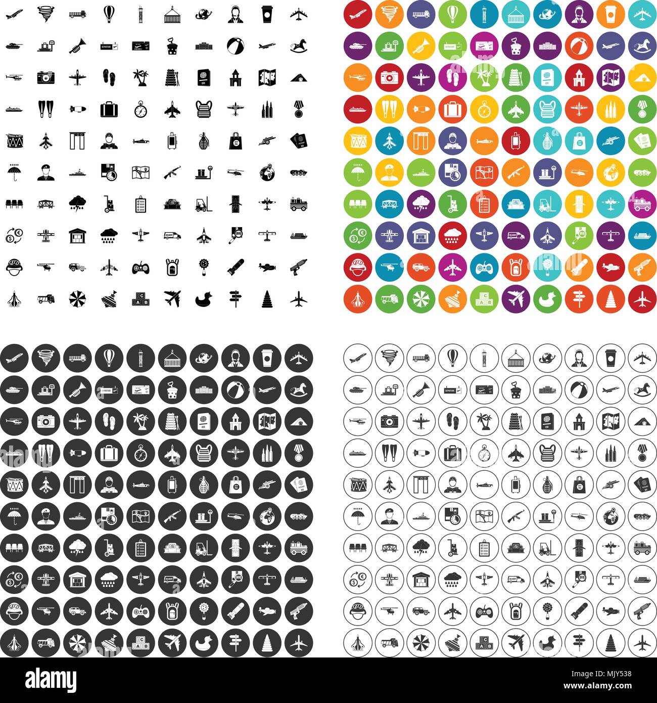 100 plane icons set vector variant Stock Vector Image & Art - Alamy