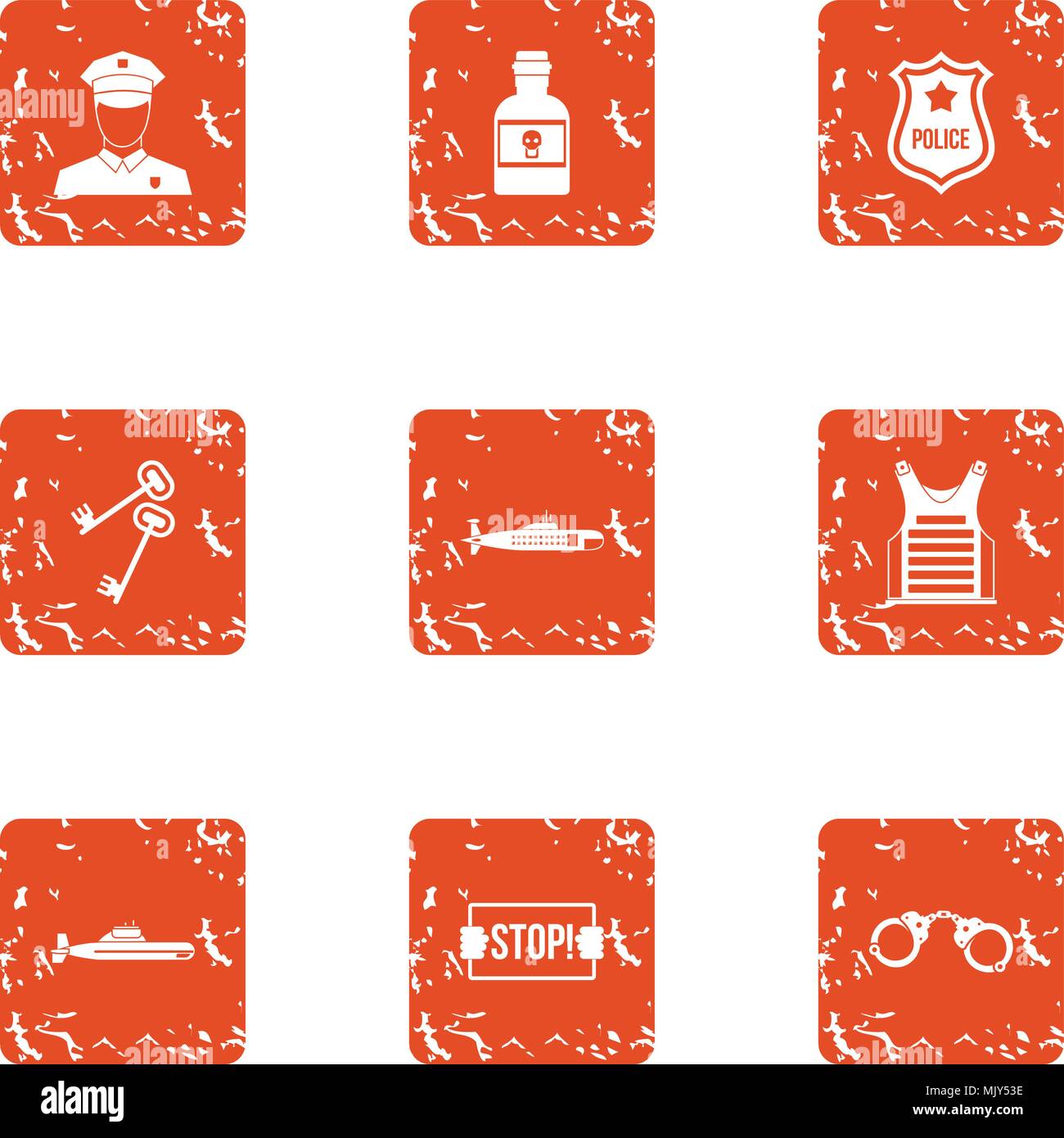 Stop crime icons set, grunge style Stock Vector Image & Art - Alamy