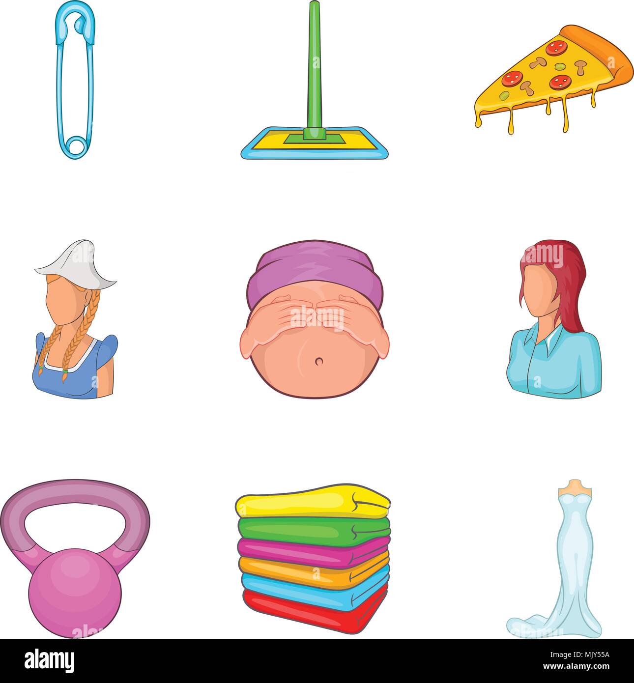 Feminine icons set, cartoon style Stock Vector Image & Art - Alamy