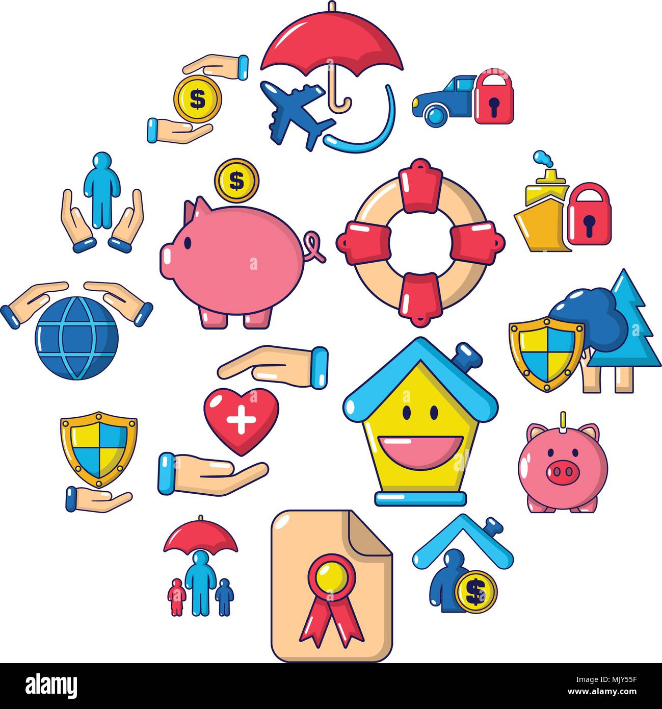 Insurance Icons Set Cartoon Style Stock Vector Image And Art Alamy