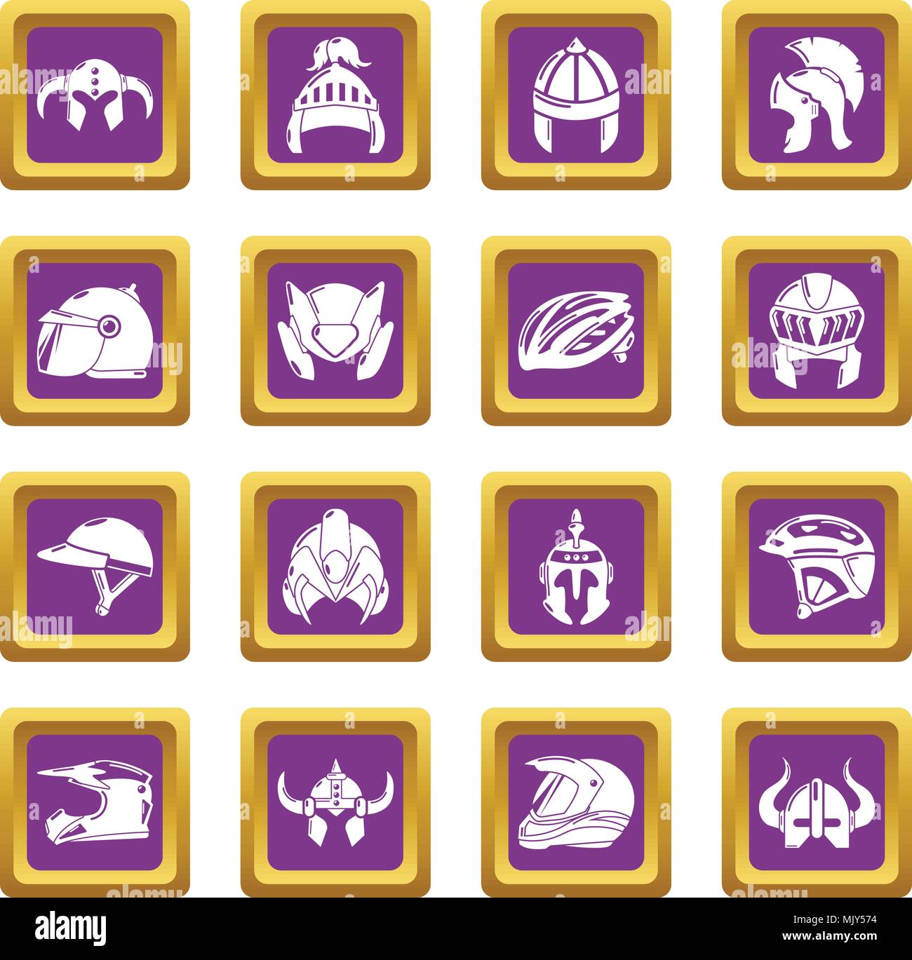 Helmet icons set purple square vector Stock Vector Image & Art - Alamy