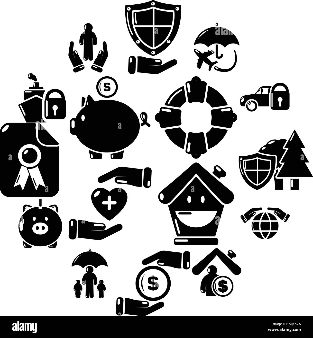Insurance icons set, simple style Stock Vector Image & Art - Alamy
