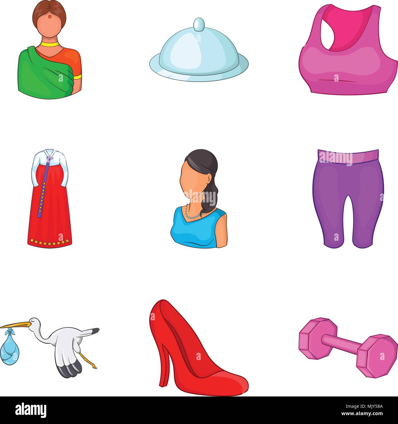 Ladylike icons set, cartoon style Stock Vector Image & Art - Alamy