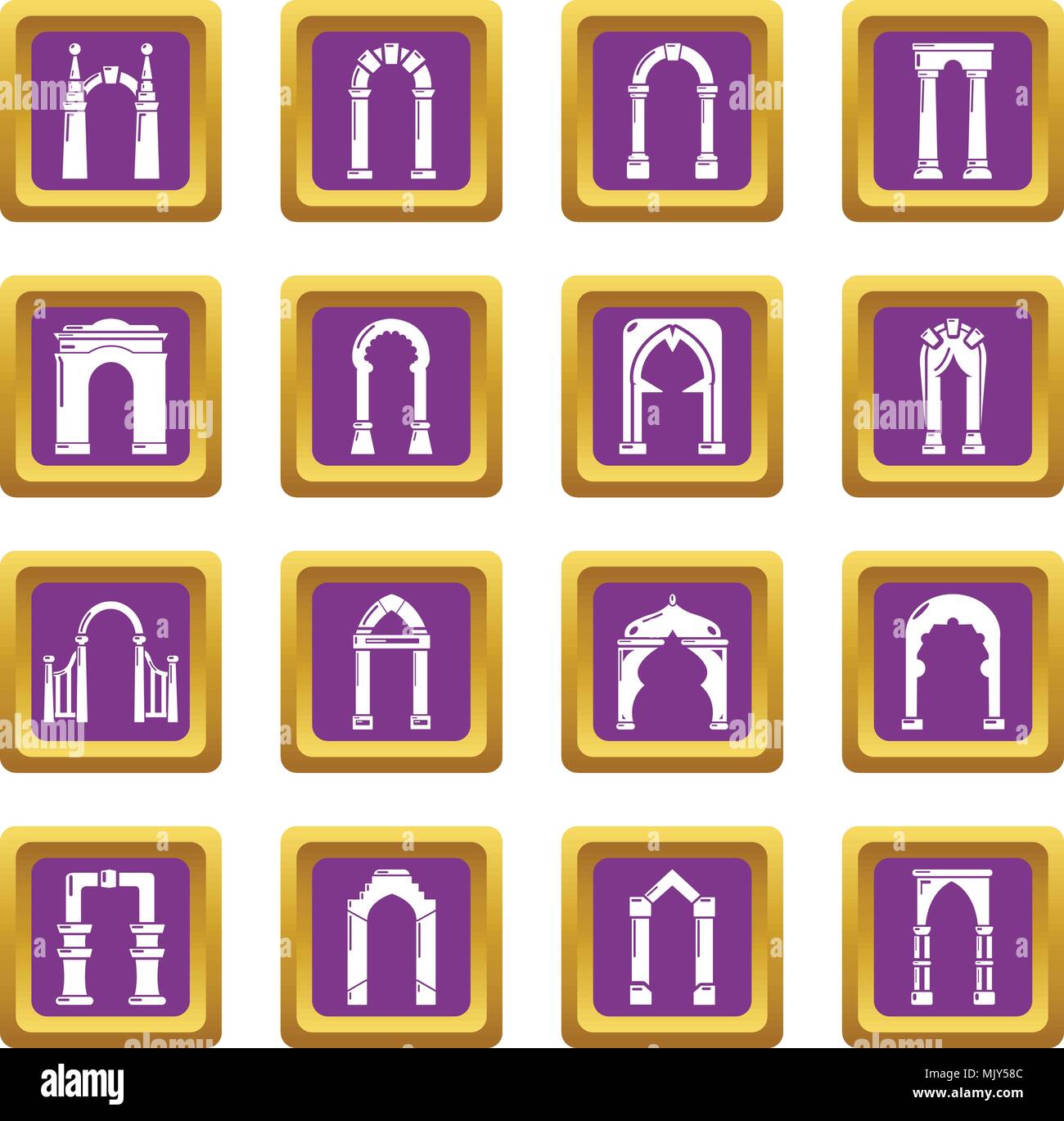 Arch types icons set purple square vector Stock Vector Image & Art - Alamy