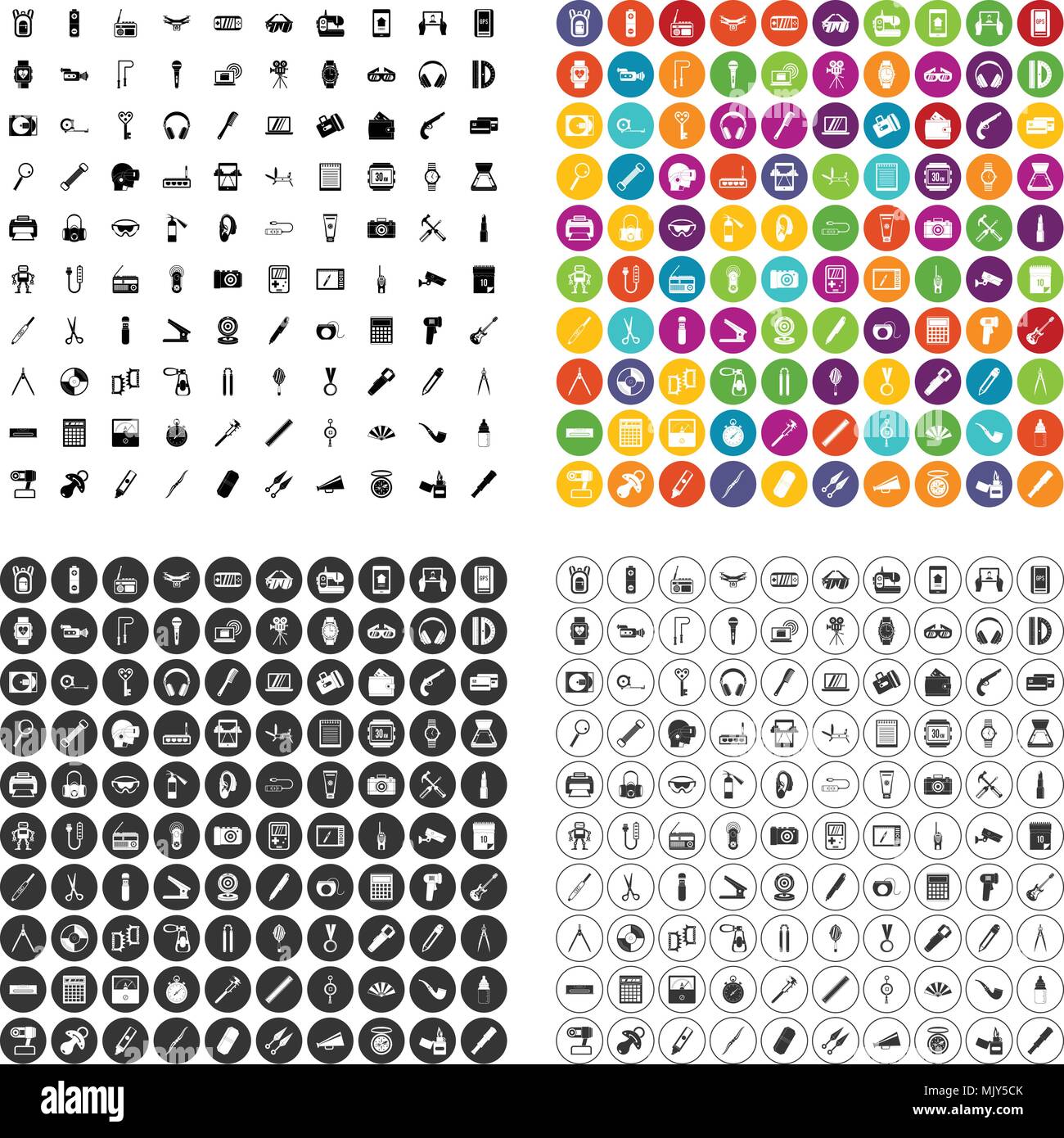 100 portable icons set vector variant Stock Vector Image & Art - Alamy