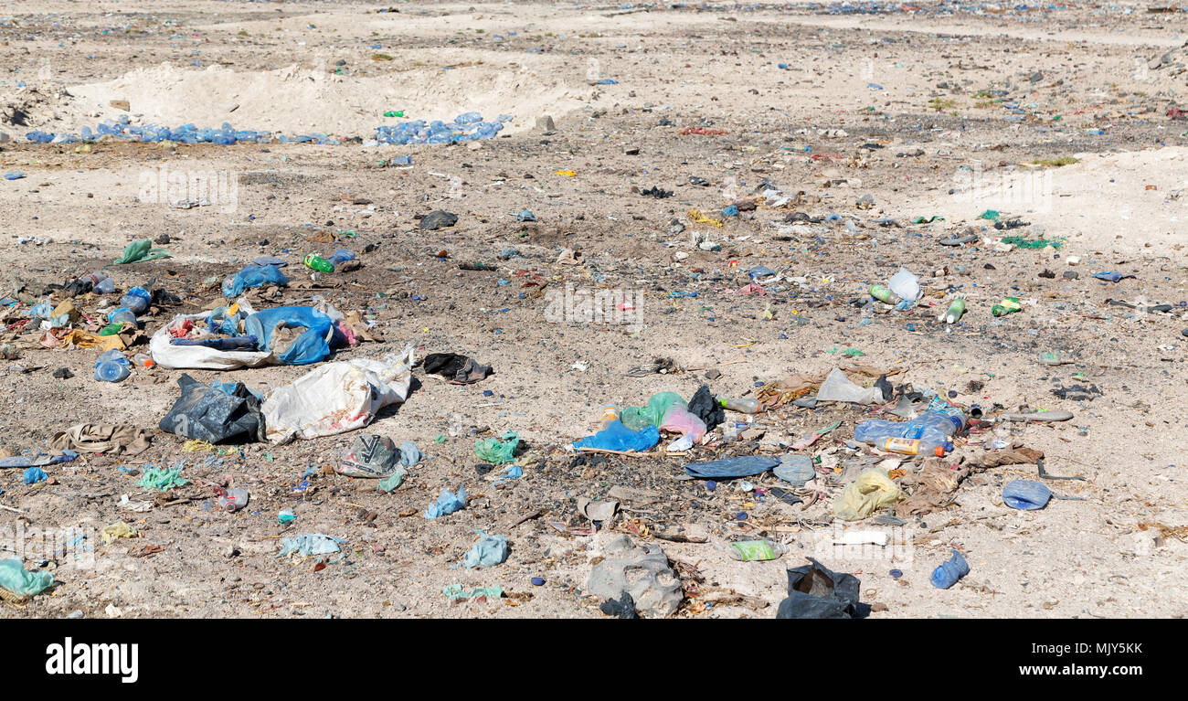 in ethiopia africa the discard garbage and plastic bottle near the city ...
