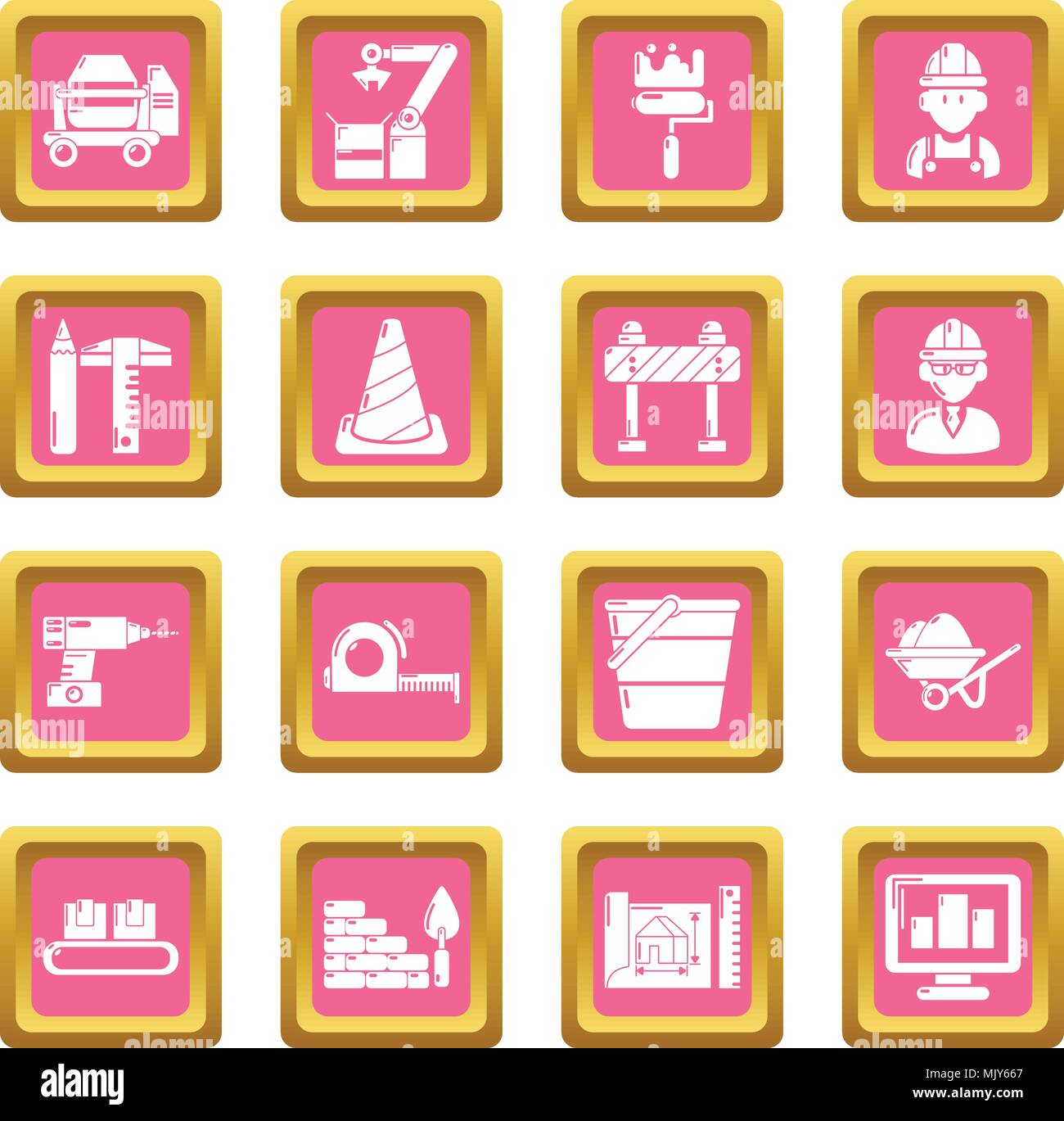 Building process icons set pink square vector Stock Vector Image & Art ...