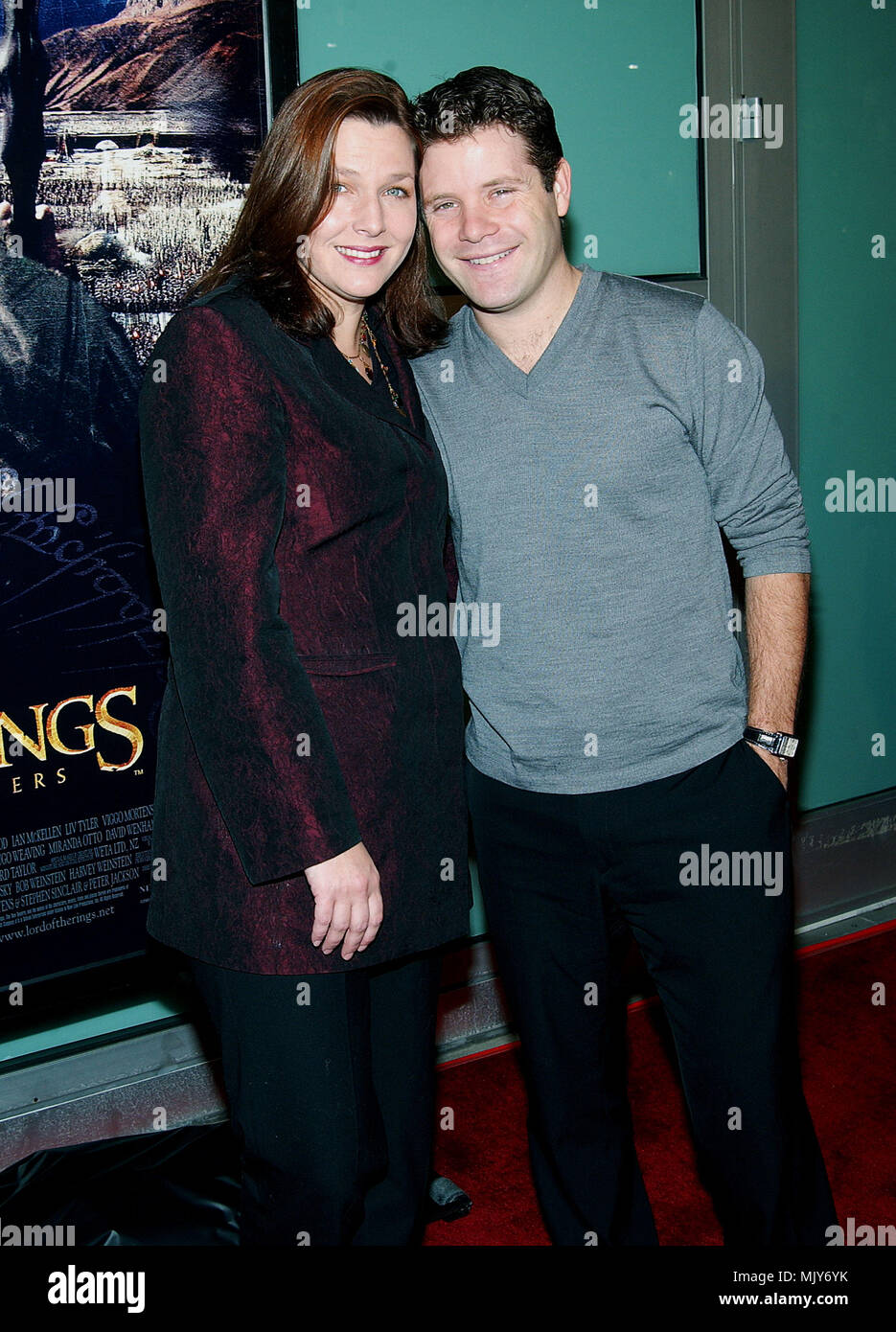 Sean Astin and wife Christine arriving at the premiere of "The Lord Of ...